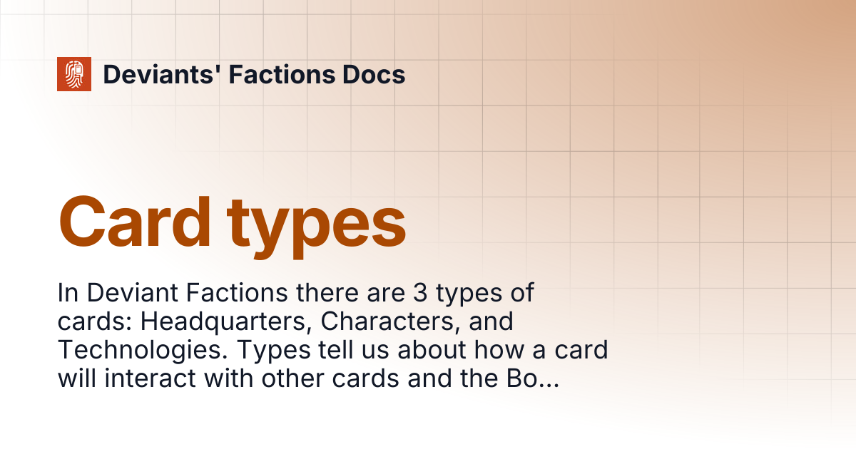 Card types | Deviants' Factions Docs